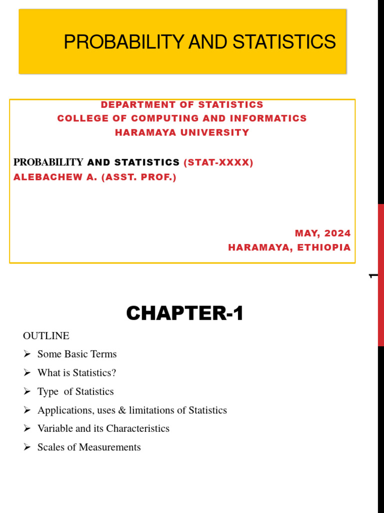 Probability and Statistics Acct Y II T III HU SWE 12 May, 2024 | PDF ...