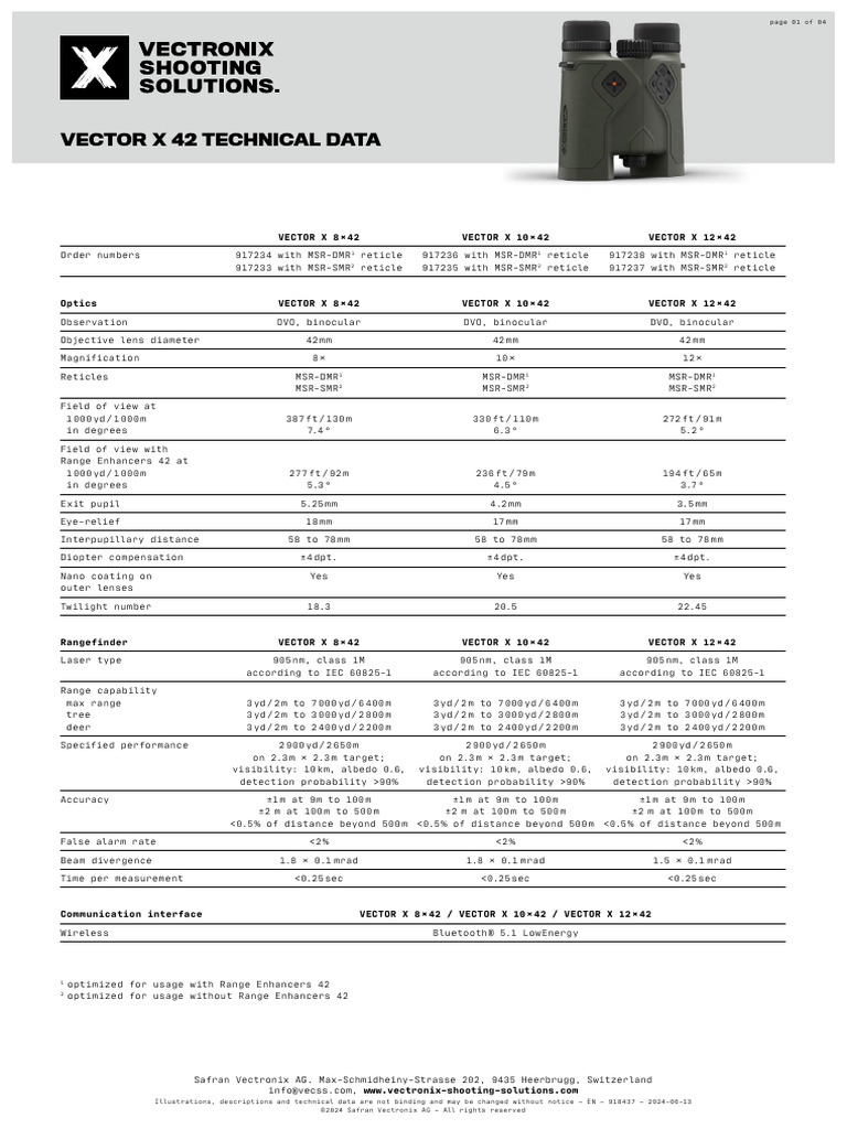 VECSS - VECTOR X 42 - Data Sheet - 2024 06 13 | PDF | Optics | Optical ...