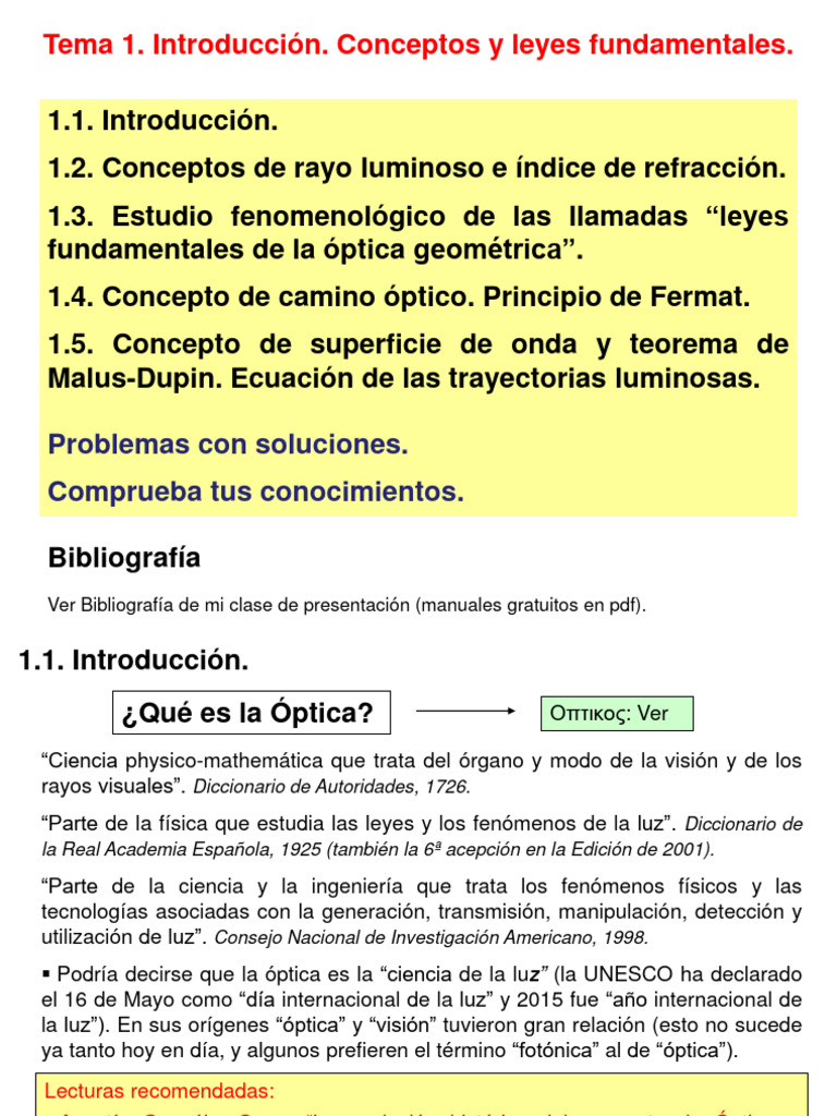 OG1 Tema1 2020-21 | PDF | Óptica | Ligero