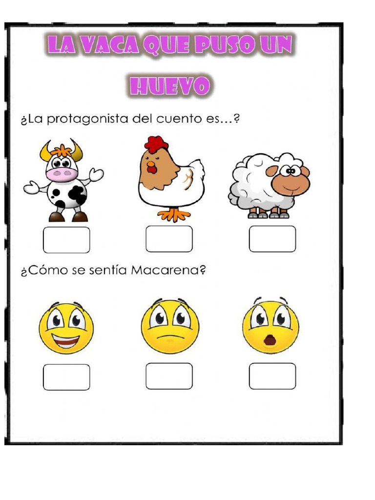 Comprension Lectora de La Obra La Vaca Que Puso Un Huevo | PDF