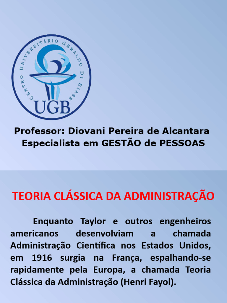 Teoria Classica Da Administração | PDF | Science | Divisão de trabalho