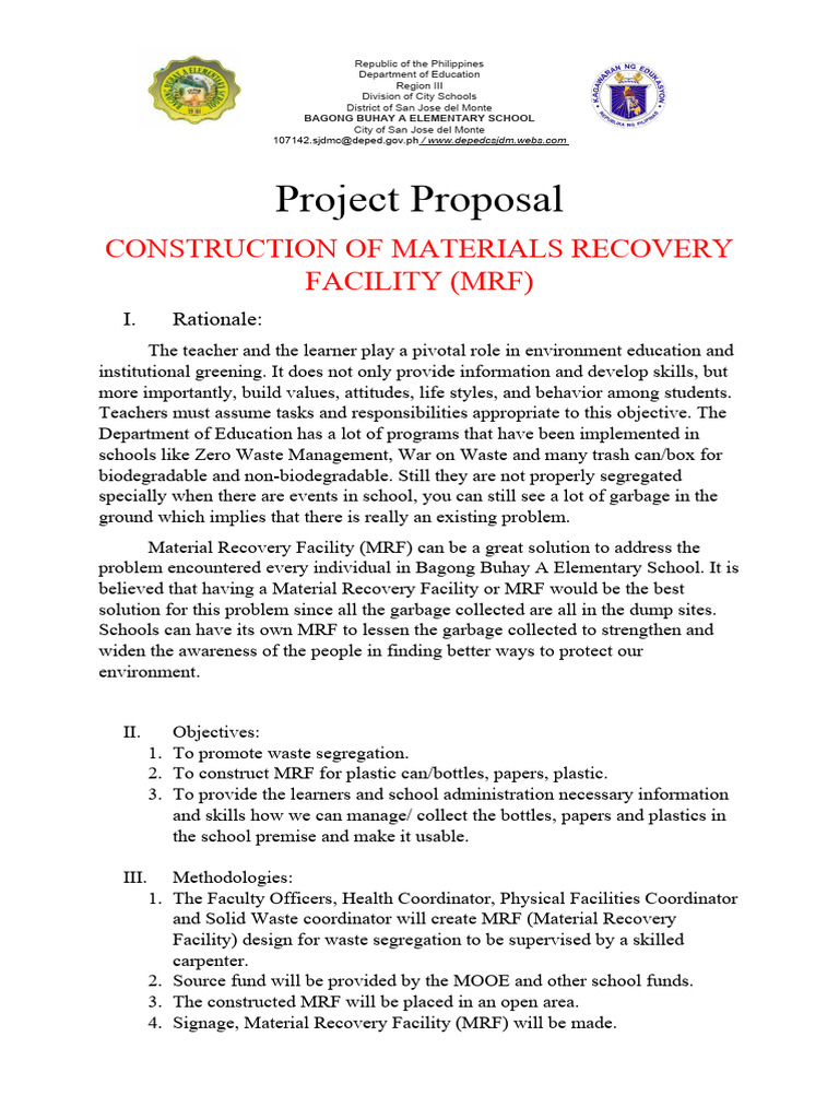 MRF Project-Proposal | PDF | Waste | Waste Management