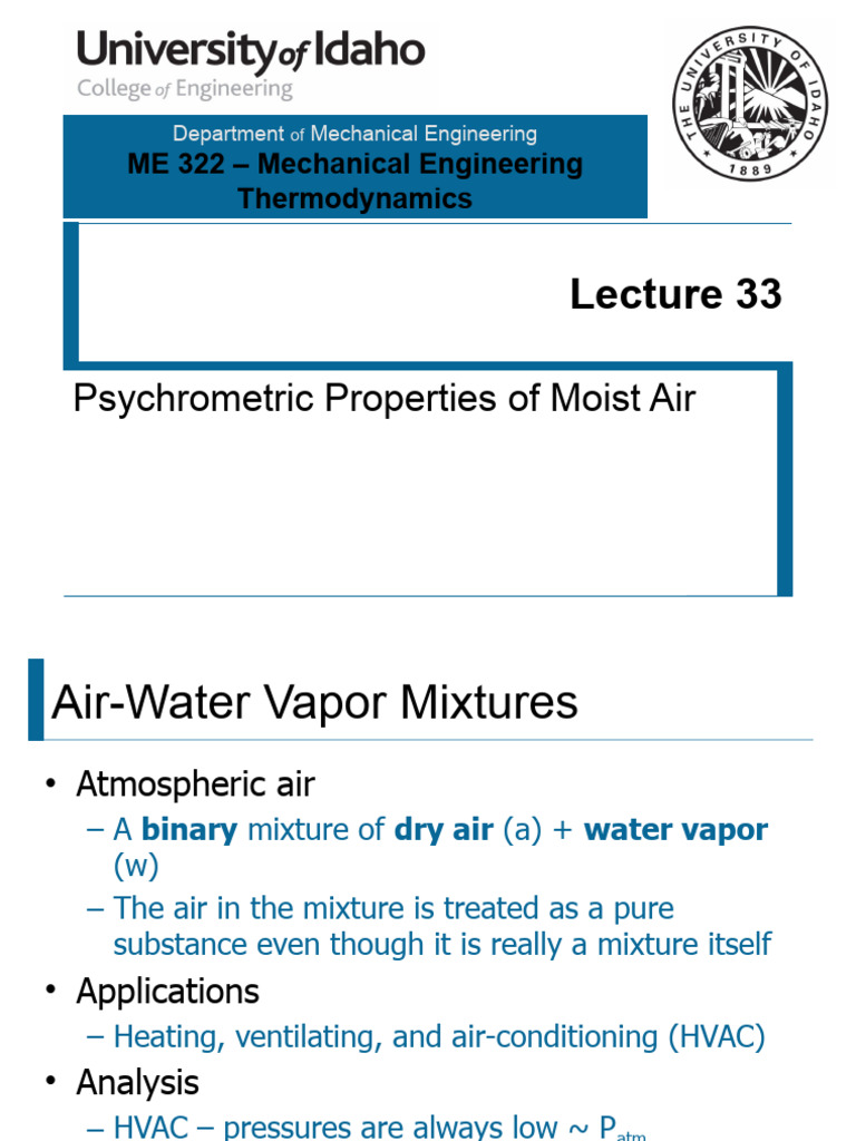 L33 - Psychrometric Properties of Moist Air | PDF | Humidity ...