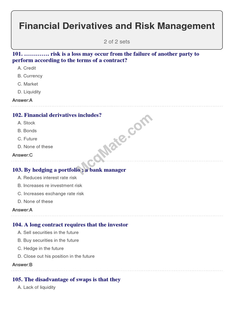 Financial-Derivatives-And-Risk-Management (Set 2) | PDF | Financial ...