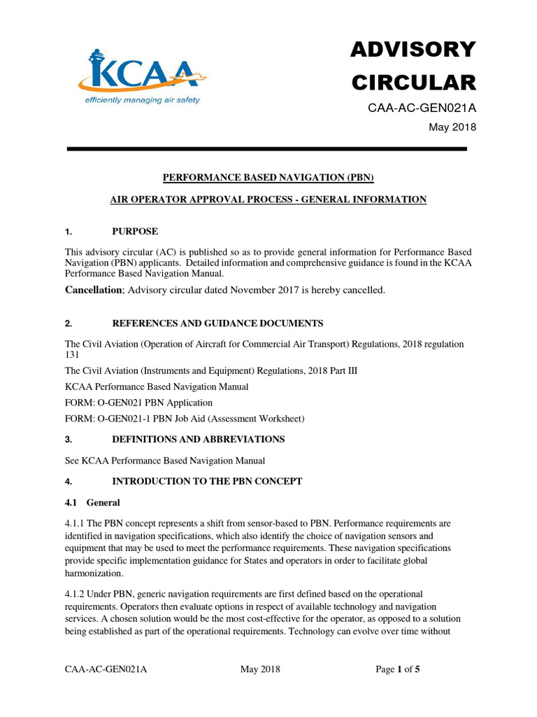 CAA-AC-GEN021A PBN Approval General Information | PDF | Aviation