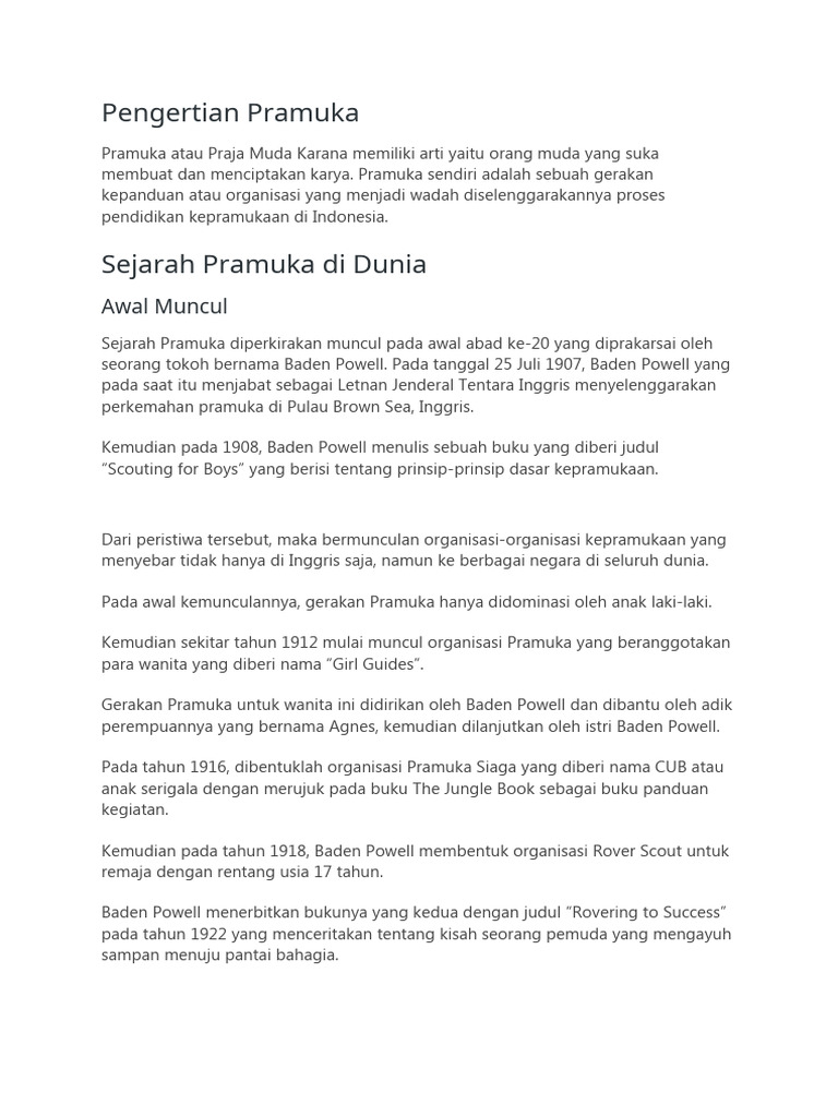 Pengertian Pramuka | PDF | Agama & Spiritualitas