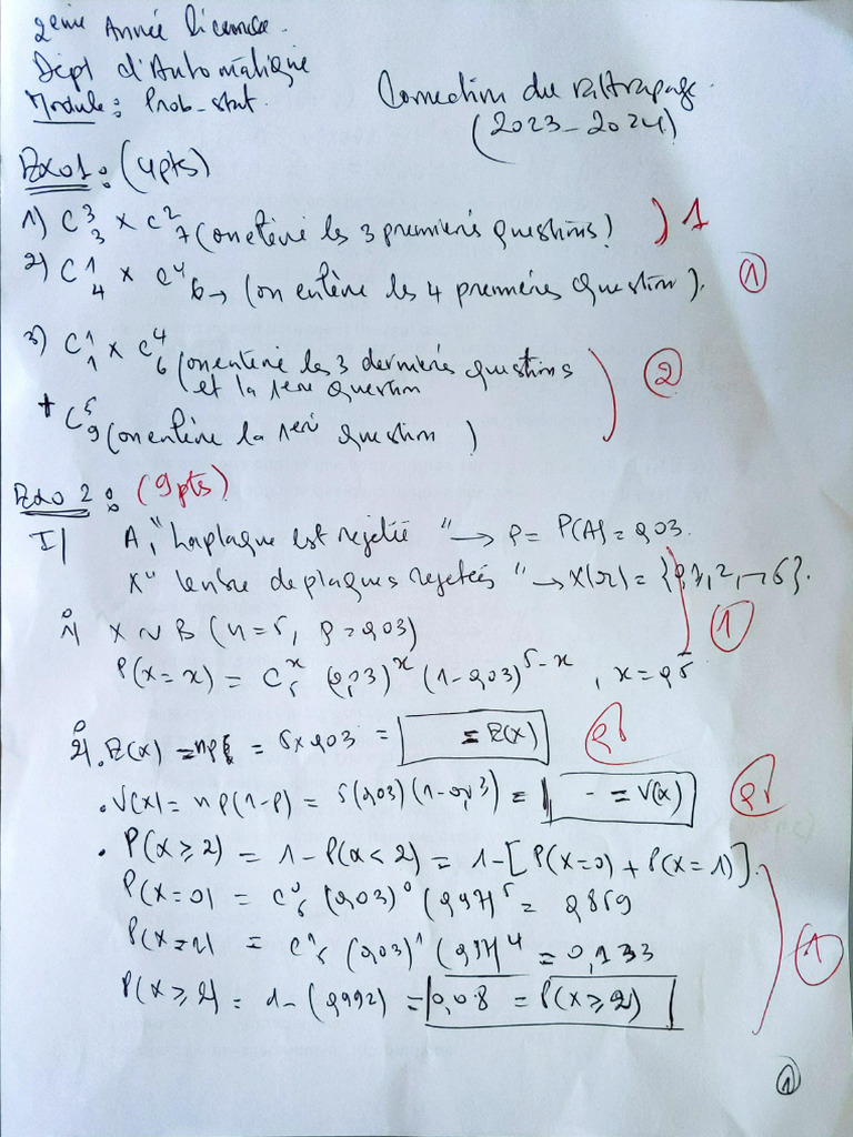 Corrigé Rattrapage Proba | PDF