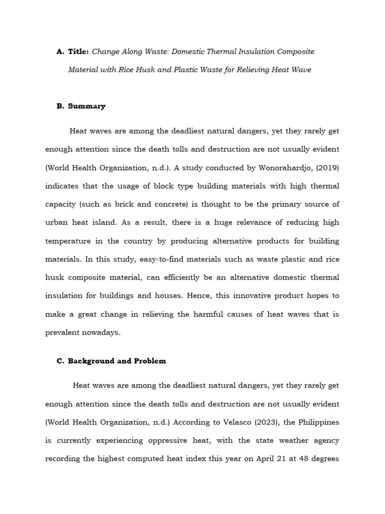 Heat Wave Proposal | PDF | Plastic | Building Insulation