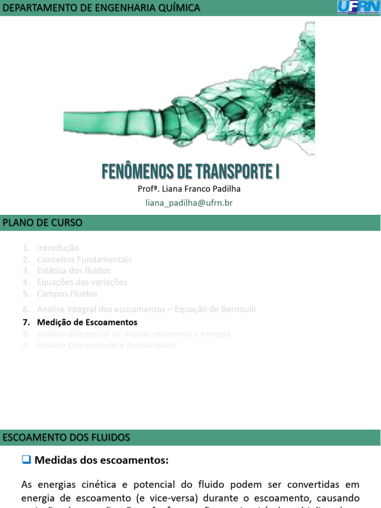 FTEA AULA 13 - Medidas de Escoamento | PDF | Mecânica dos fluidos | Pressão