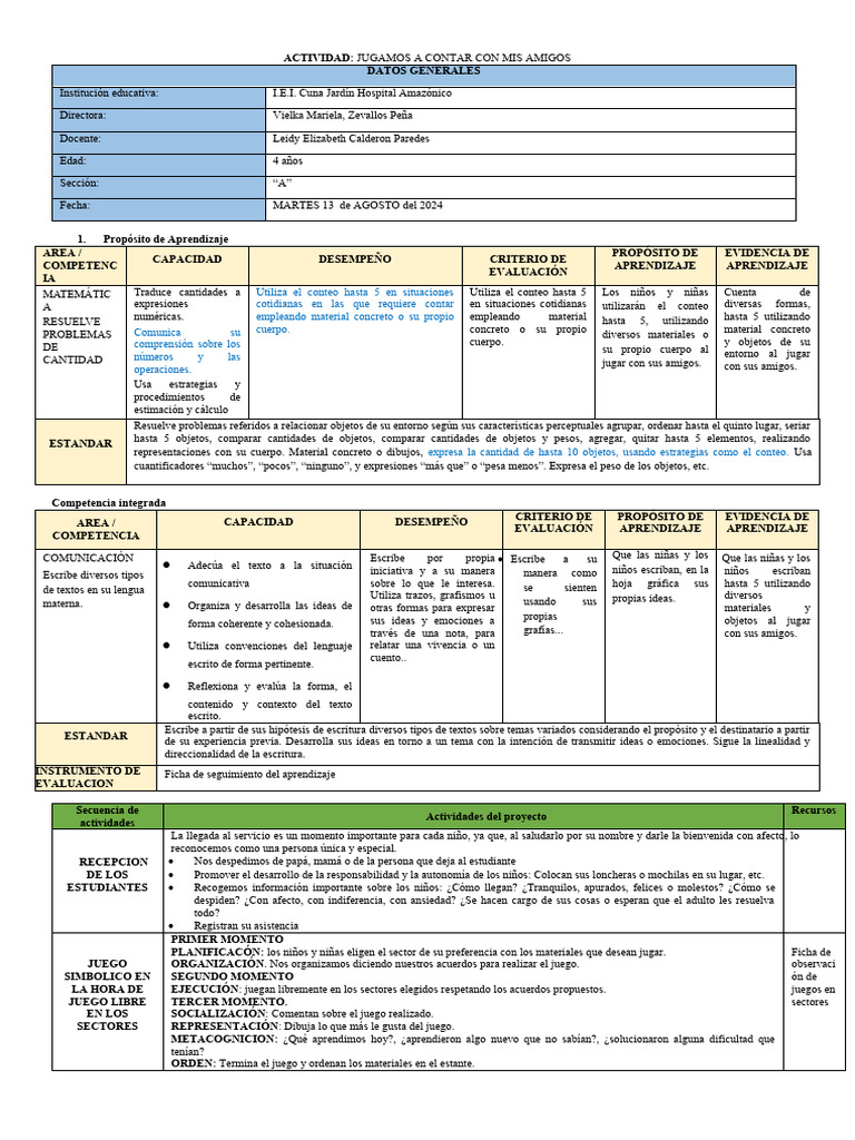 Aprendo A Contar Con Mis Amigos | PDF | Aprendizaje | Evaluación
