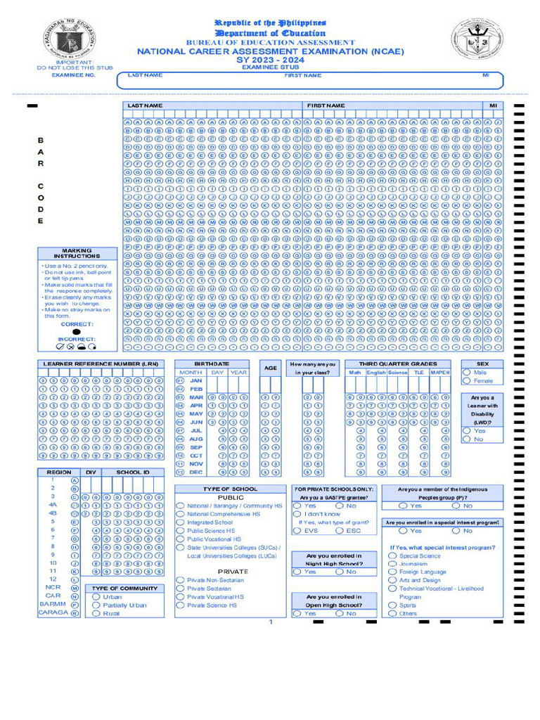 Answer Sheet Sample | PDF