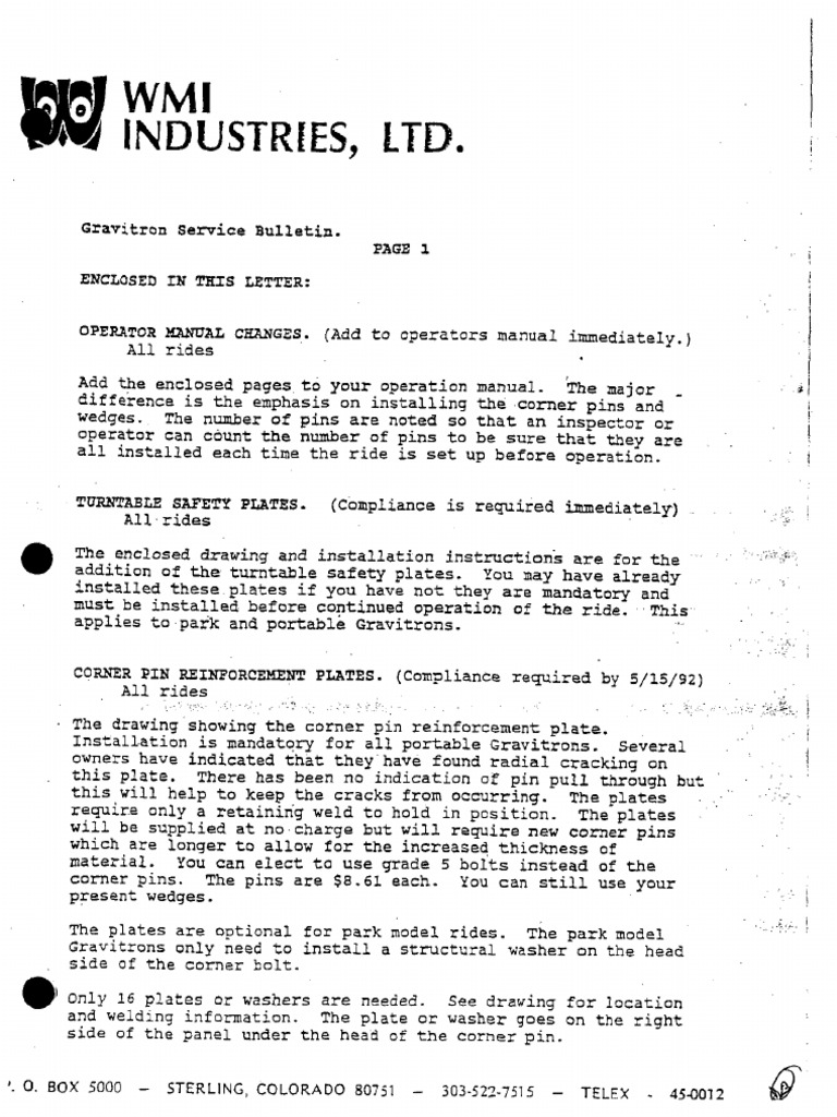 Wisdom Gravitron Ride-File 312 | PDF