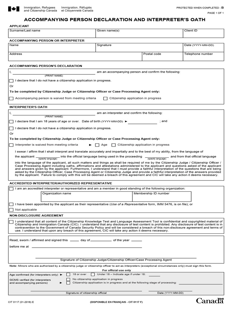 Accompanying Person & Interpreter Oath | PDF | Oath Of Office | Justice
