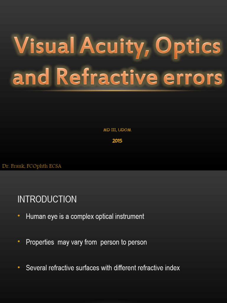 Visual Aquity & Refractive Errors | PDF | Myopia | Cornea