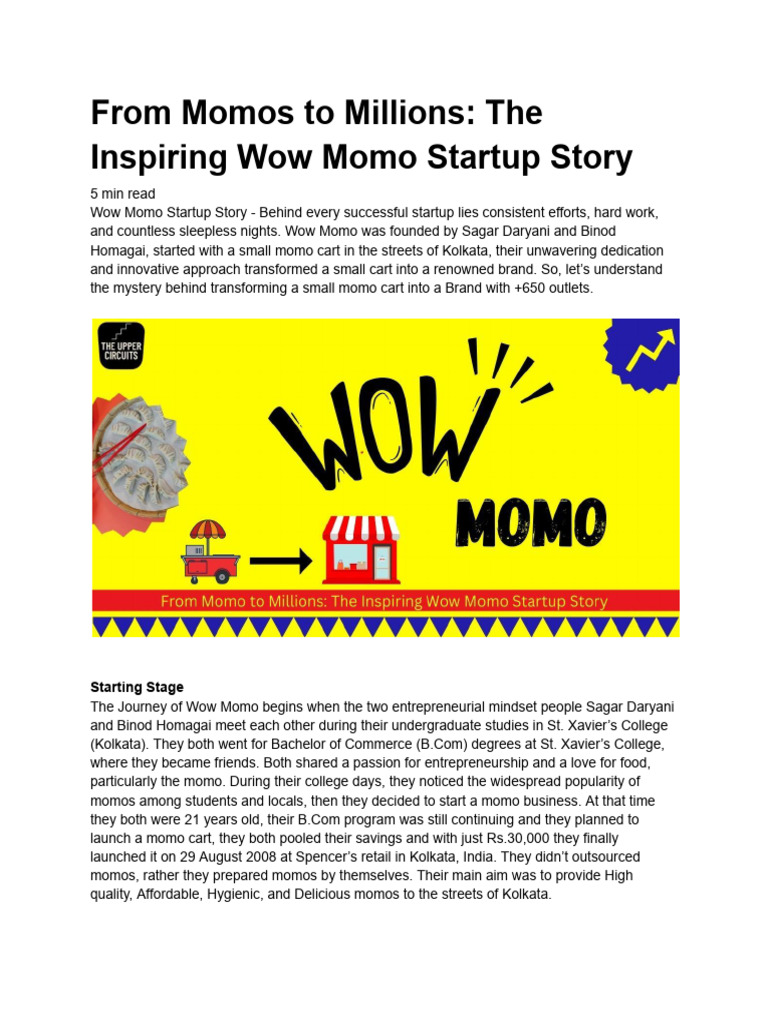 Wow Momo Startup Story | PDF | Franchising | Brand