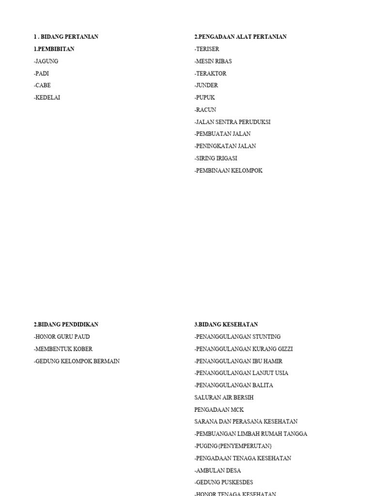 Usulan Rpjmdes | PDF