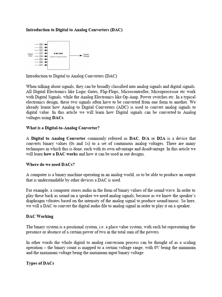 DAC Summary | PDF | Digital To Analog Converter | Analogue Electronics