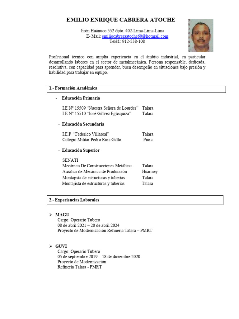 CV-Emilio Cabrera | PDF