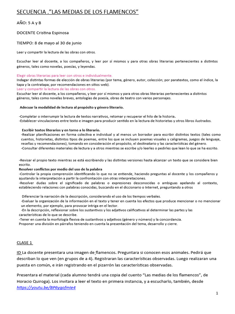 LAS MEDIAS DE LOS FLAMENCOS. (Para Completar) | PDF | Blanco como la ...