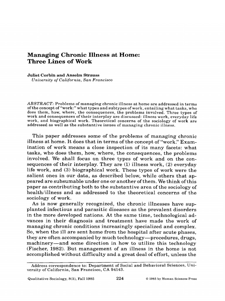 Corbin y Strauss (1985) Managing Chronic Illness at Home Three Lines of ...
