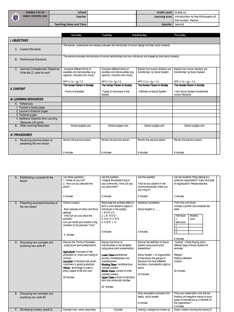 Q2 Week G - Forms of Society and Social Systems | PDF | Society | Learning