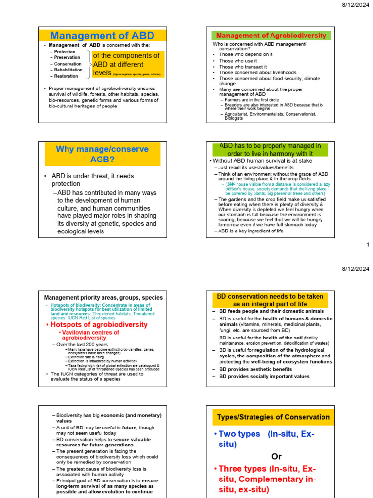 Management Of Agrobiodiversity Pdf Conservation Biology Biodiversity