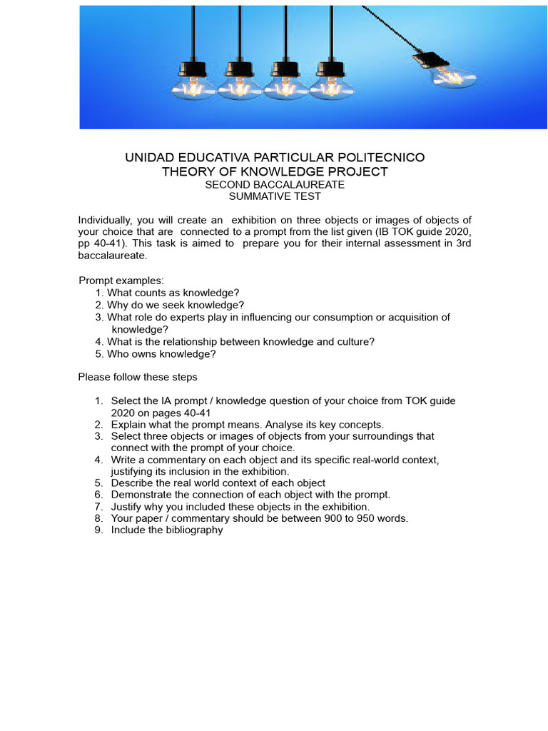 TOK Project - 2nd Baccalaureate 2023 | PDF | Knowledge | Ezra