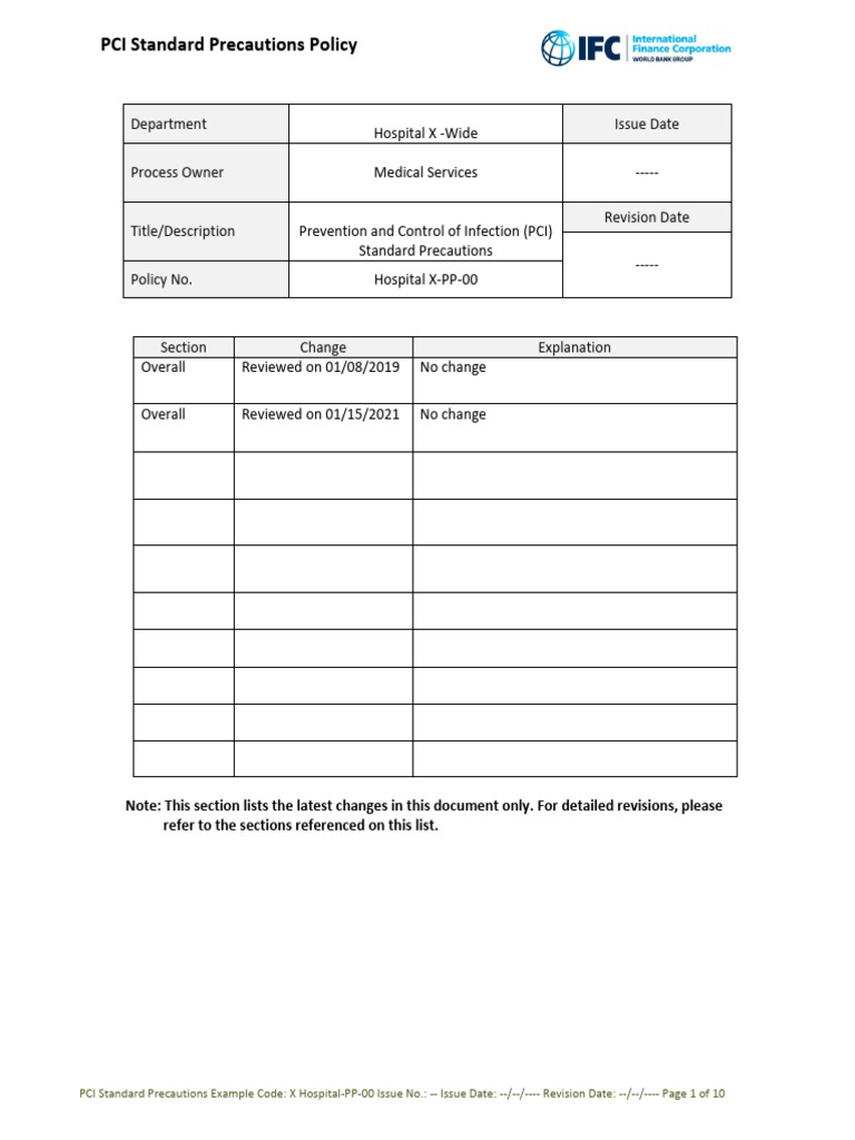 PCI Standard Precautions Policy Guide | PDF | Personal Protective ...