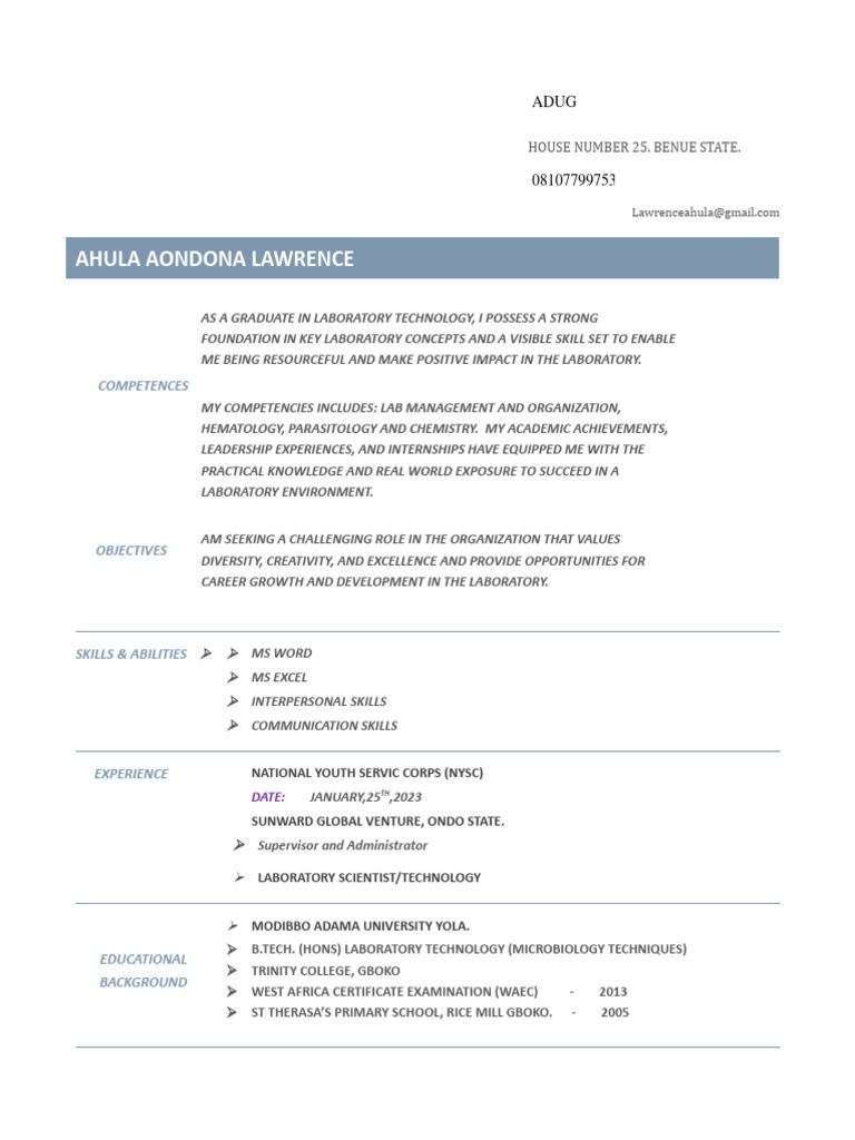 MR Lawrence CV 2 | PDF | Laboratories