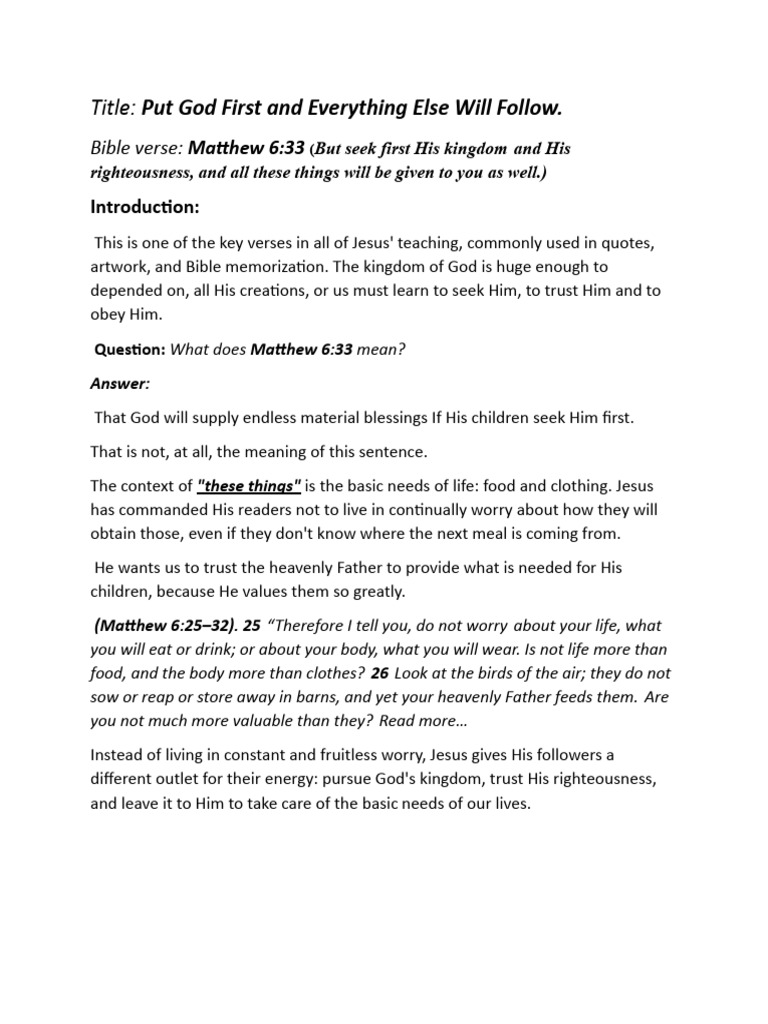 212put God First and Everything Else Will Follow 23.docx2 1 | PDF ...