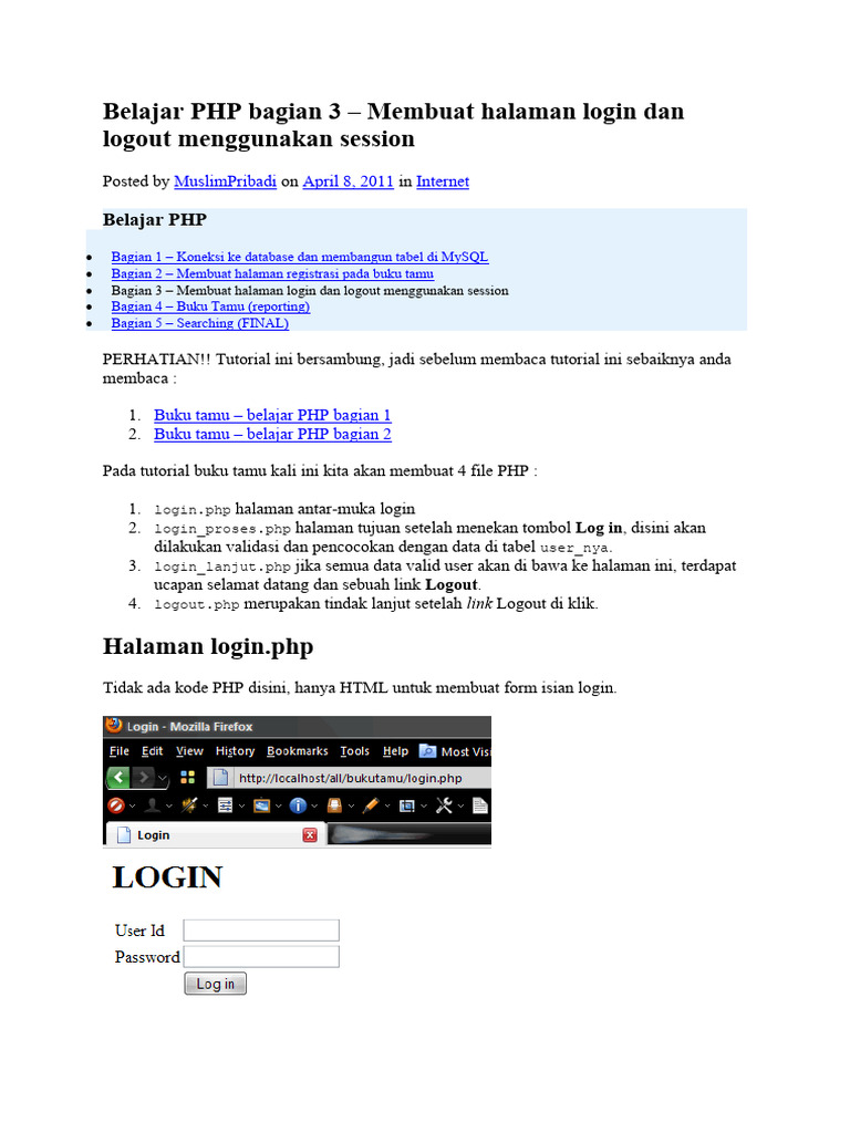 Belajar PHP Bagian Login | PDF