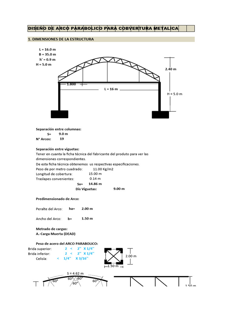 Diseño de Arco Parabólico Metálico | PDF | Elementos arquitectónicos ...