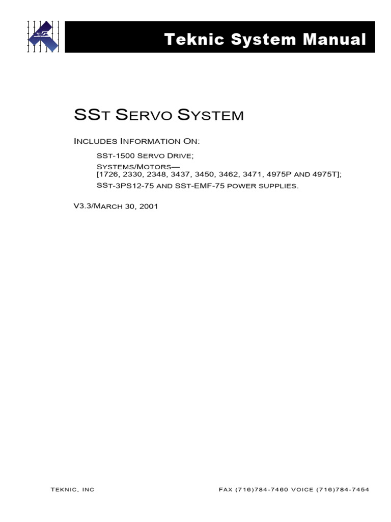 Teknic SST System Manual31 | PDF | Electric Motor | Servomechanism