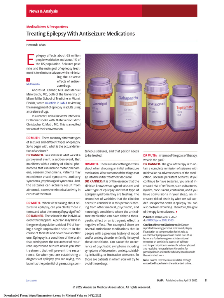 Treating Epilepsy With Antiseizure Medications 2022 | PDF | Epilepsy | Mental Disorder
