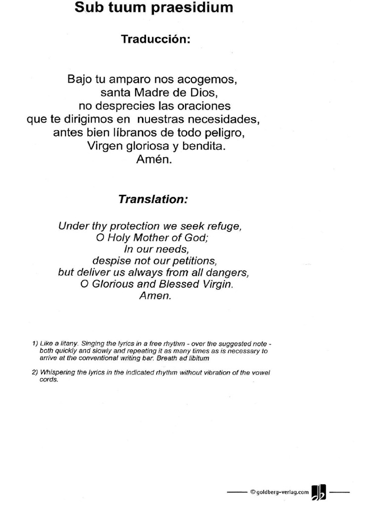 Sub Tuum Praesidium | PDF