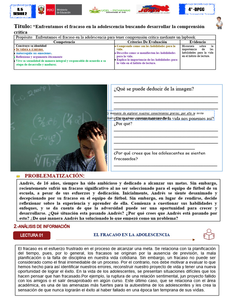 SESIÓN 2 DPCC 4too | PDF | Evaluación | Planificación