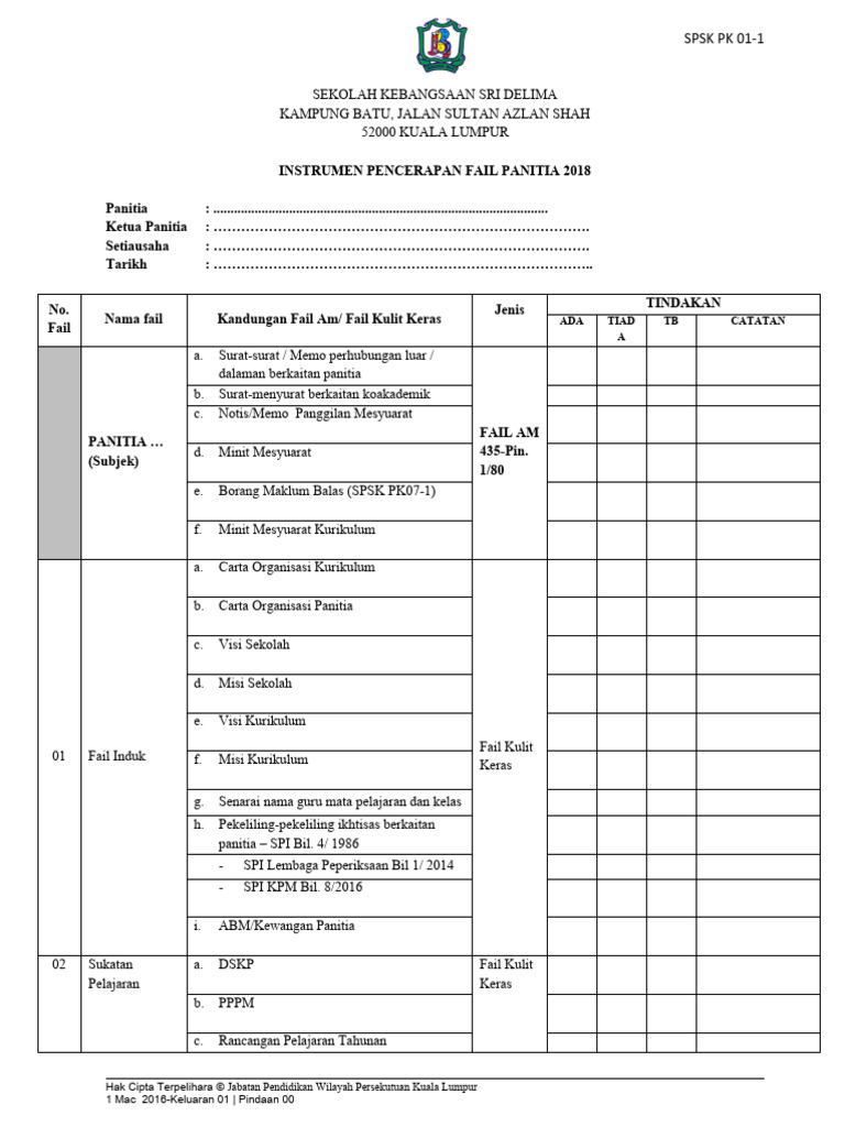 Instrumen Pencerapan Fail Panitia | PDF