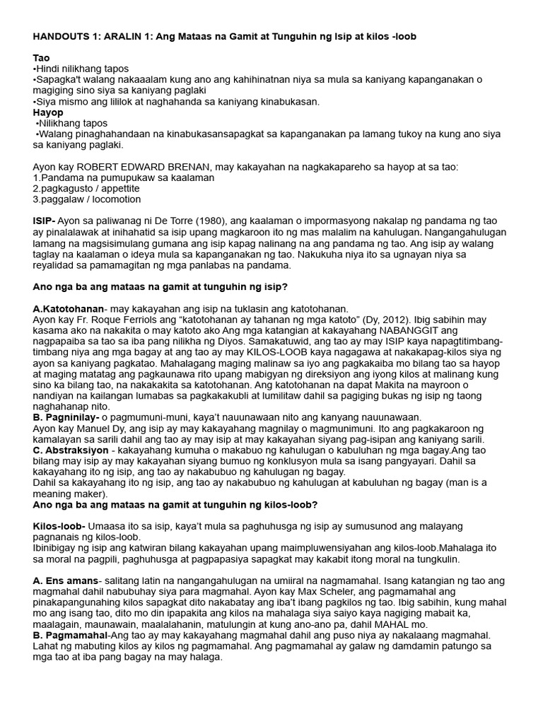 Esp 10 q1 Handouts 1 | PDF