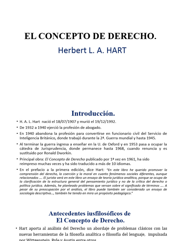 El Concepto de Derecho - H. L. A. Hart | PDF | Filosofía Analítica ...