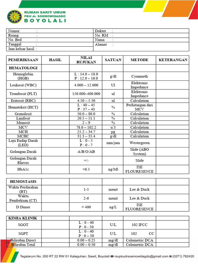 Blangko Hasil Lab Sawit | PDF