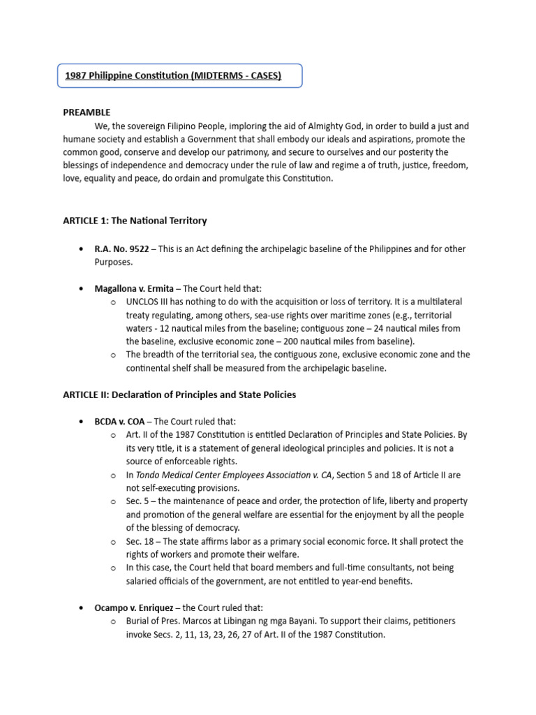 1987 Philippine Constitution - FINALS (Cases) | PDF | Executive ...