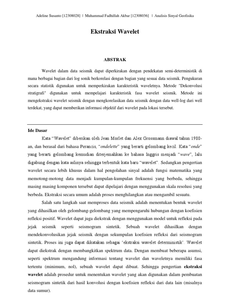 Ekstraksi Wavelet dalam Data Seismik | PDF