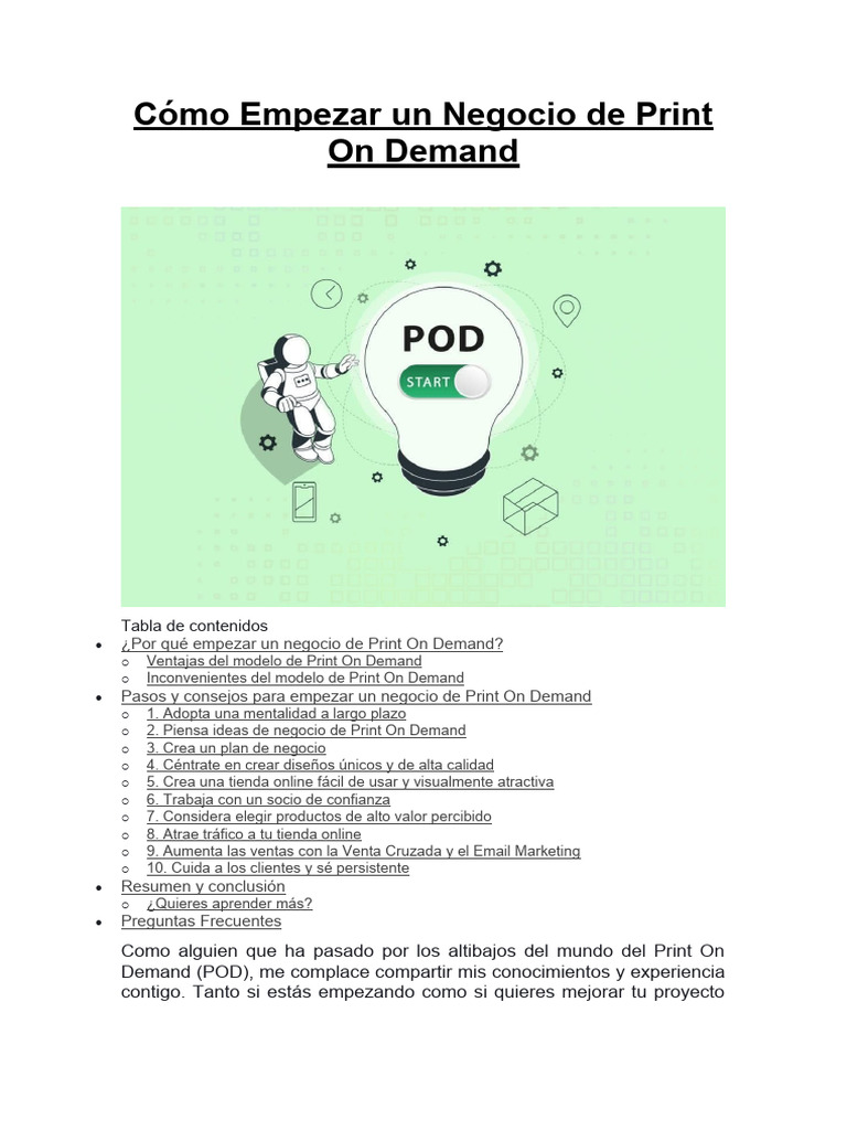 Cómo Empezar Un Negocio de Print On Demand | PDF | Las compras en línea ...