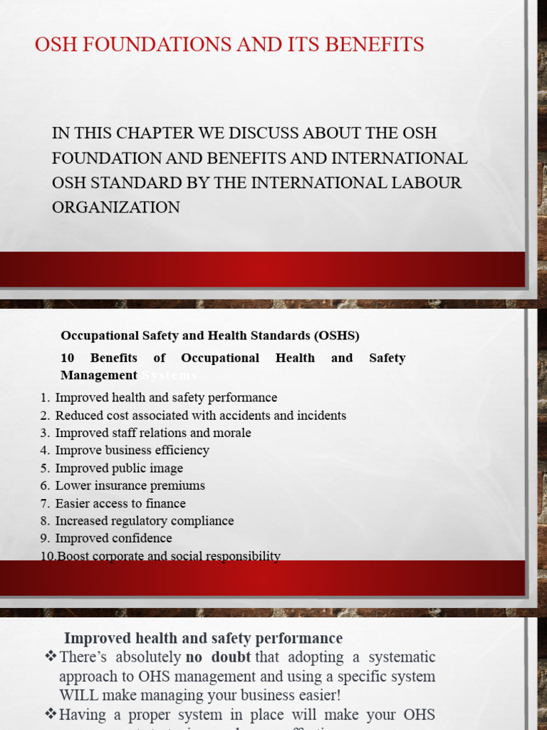 OSH Foundations and Its Benefits | PDF | Occupational Safety And Health ...
