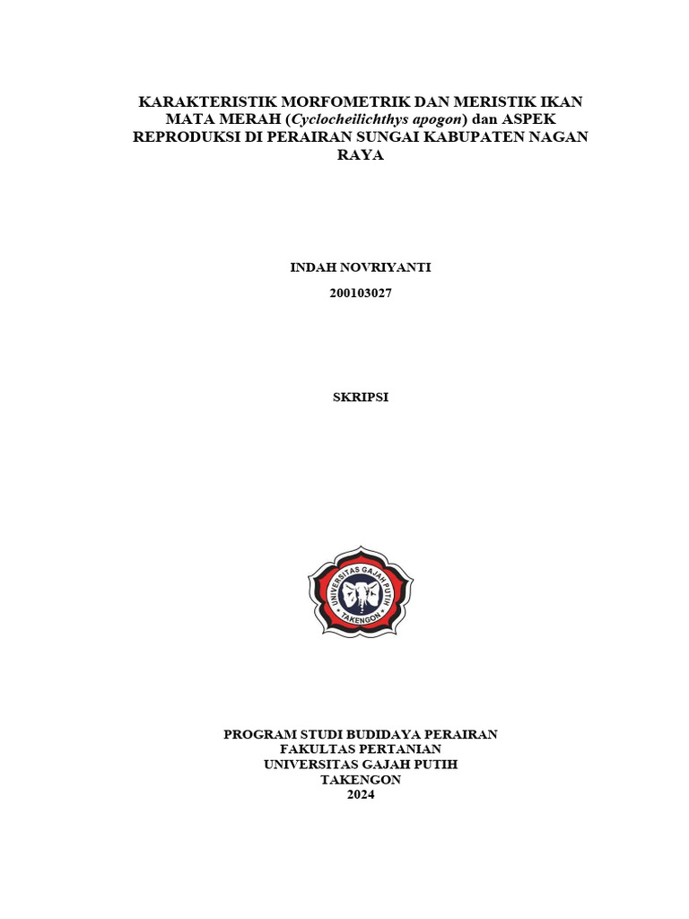 Karakteristik Morfometrik Dan Meristik Ikan Mata Merah Indah Nov | PDF