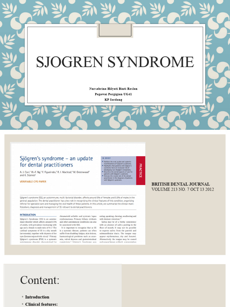 Understanding Sjogren Syndrome: Symptoms & Management | PDF | Saliva ...