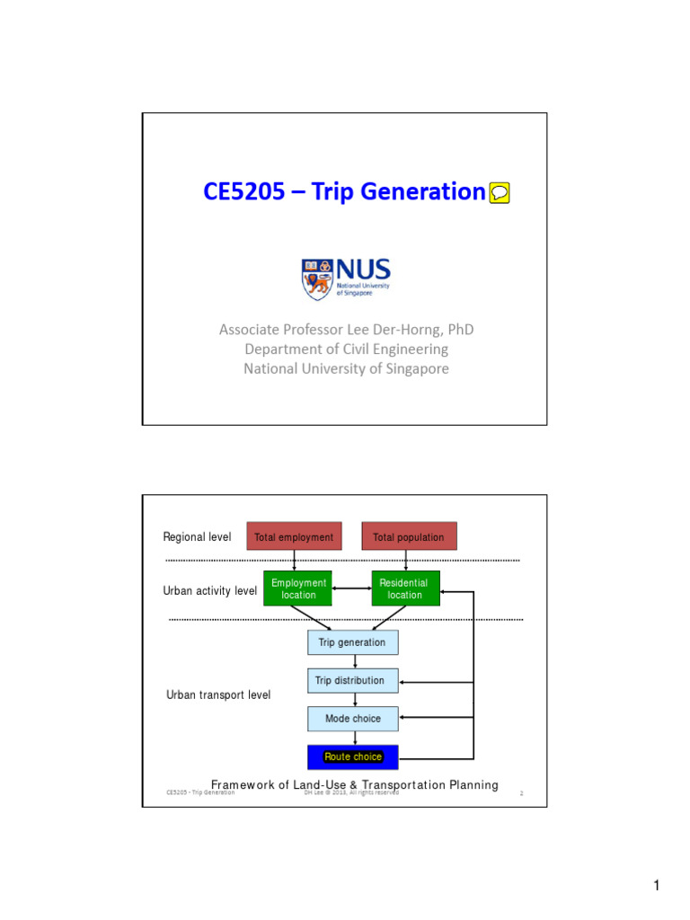 CE5205 Week 4 - Trip Generation | PDF | Regression Analysis | Applied ...