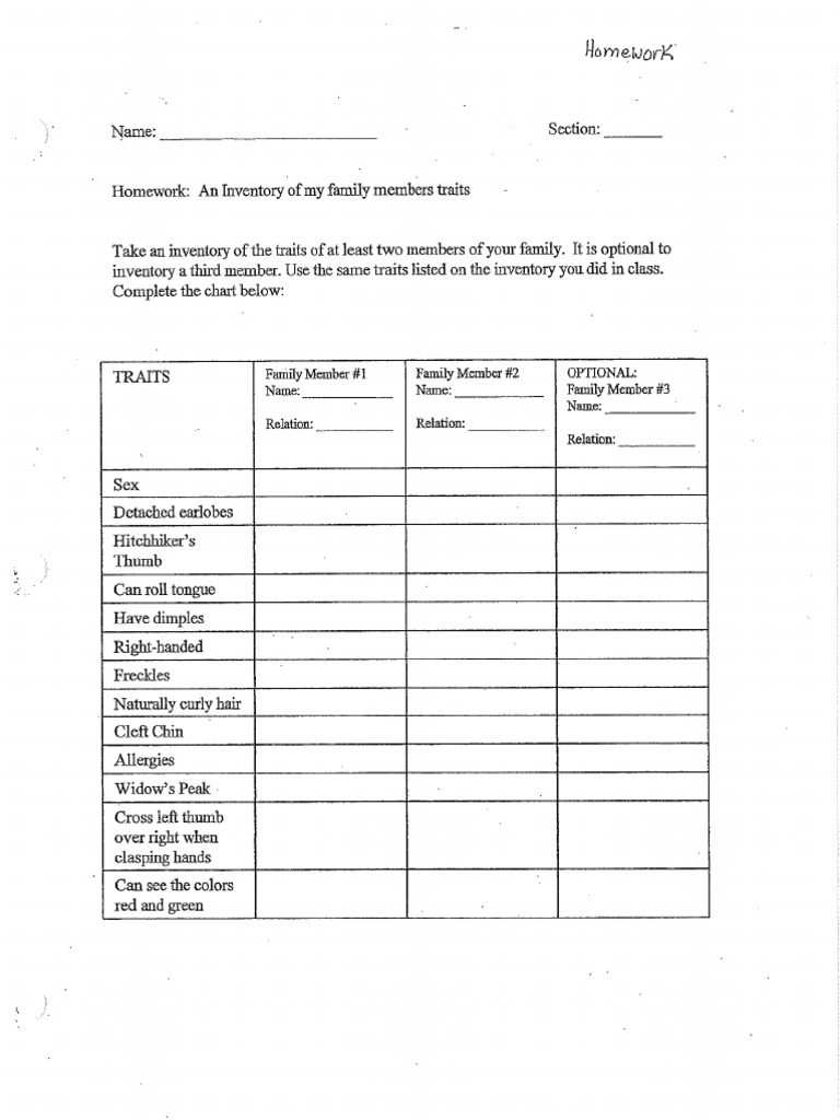 Family Traits Interview | PDF