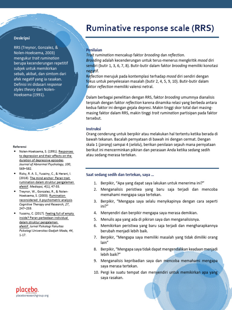 RRS Ruminative Response Scale | PDF