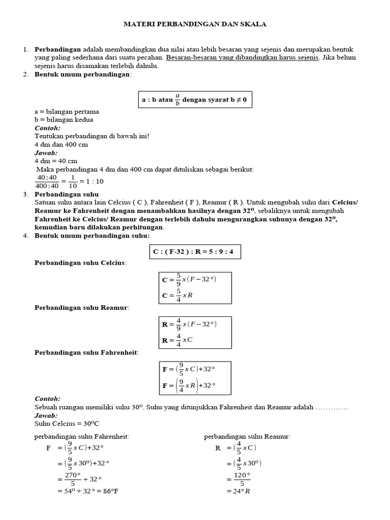 Materi Perbandingan Dan Skala Kelas 5 | PDF